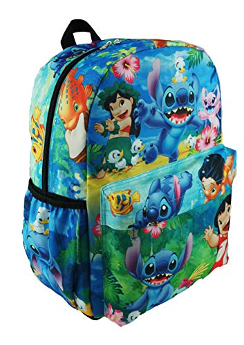 Lilo And Stitch Deluxe Oversize Print Large 16" Backpack with Laptop Compartment - A19563 Multi-color