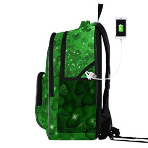 OREZI Waterproof Schoolbag for Girls Boys,Saint Patrick Day Laptop Backpack with USB Charging Port,College Bookbag for Women Men