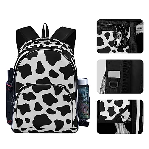 OREZI Fashion Backpack for Women Girl,Black And White Cow Print Schoolbag Backpack Bookbags Travel Bag Casual Daypack Rucksack for Student Teenagers kid's