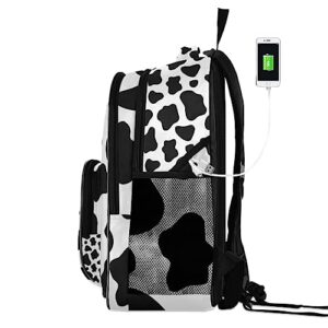 OREZI Fashion Backpack for Women Girl,Black And White Cow Print Schoolbag Backpack Bookbags Travel Bag Casual Daypack Rucksack for Student Teenagers kid's