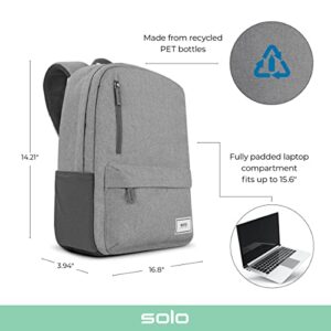 Solo Re:Cover 15.6 Inch Laptop Backpack, Grey