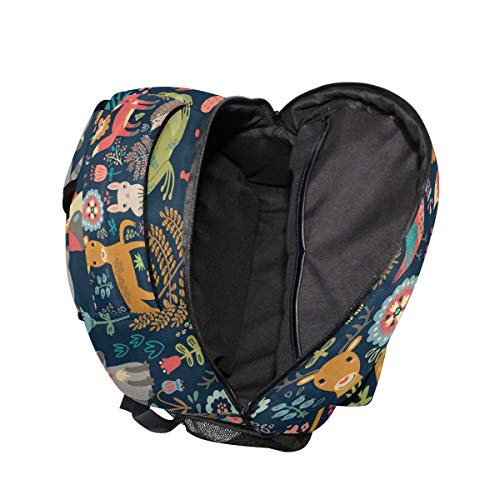 Backpack Forest Animal Fox Rabbit Flower School Shoulder Bag Large Waterproof Durable Bookbag Laptop Daypack for Students Teens Girls Boys Elementary