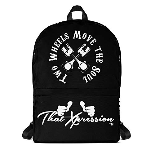 ThatXpression Fashion Fitness Two Wheels Move The Soul Motorcycle Biker Backpack