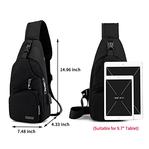 Sling Bag Sling Backpack Crossbody Backpack Chest Shoulder Bag USB Charger Port