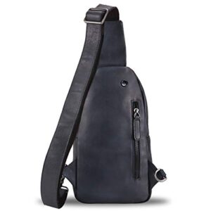 Genuine Leather Sling Bag Crossbody Purse Handmade Hiking Daypack Retro Shoulder Backpack Vintage Chest Bag (Darkgrey)