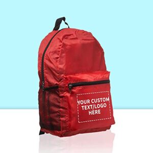 DISCOUNT PROMOS Custom Simple Functional Backpacks Set of 24, Personalized Bulk Pack - Water Resistant, Lightweight - Red