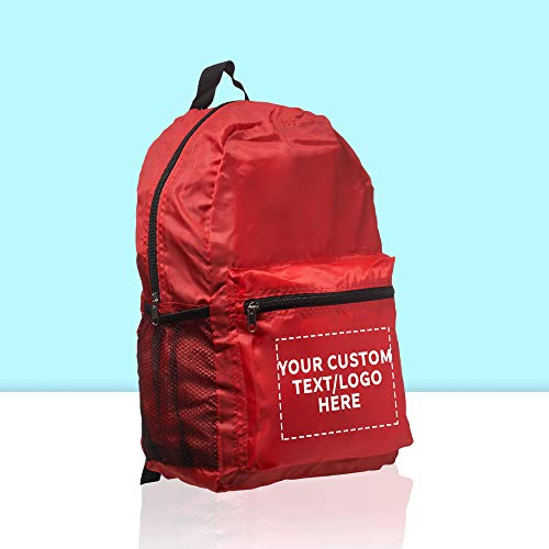 DISCOUNT PROMOS Custom Simple Functional Backpacks Set of 24, Personalized Bulk Pack - Water Resistant, Lightweight - Red