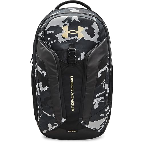 Under Armour Adult Hustle Pro Backpack , Black (002)/Metallic Gold , One Size Fits All