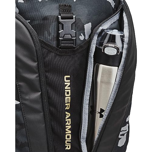 Under Armour Adult Hustle Pro Backpack , Black (002)/Metallic Gold , One Size Fits All