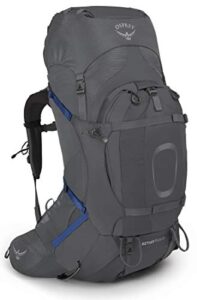 osprey aether plus 60l men's backpacking backpack, eclipse grey, small/medium