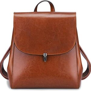 ACOMOO Women's Women's Leather Bag Wallet Daily Leisure Travel Small Backpack (Brown)