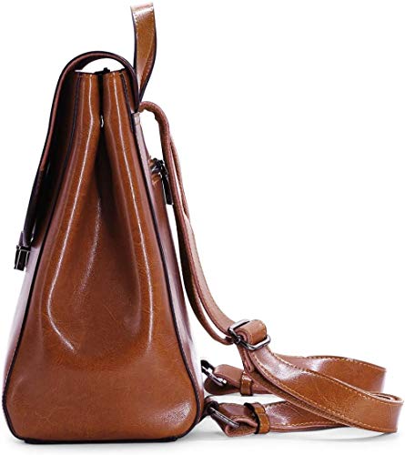 ACOMOO Women's Women's Leather Bag Wallet Daily Leisure Travel Small Backpack (Brown)