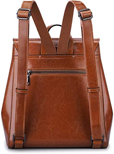 ACOMOO Women's Women's Leather Bag Wallet Daily Leisure Travel Small Backpack (Brown)