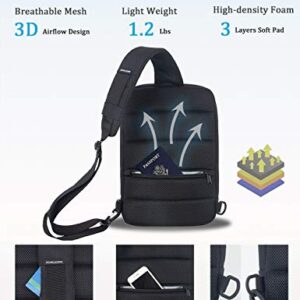 Schkleier Sling Bag USB Anti-theft Laptop Backpack, 13.3 Inch Casual Chest Shoulder Daypack for Men and Women