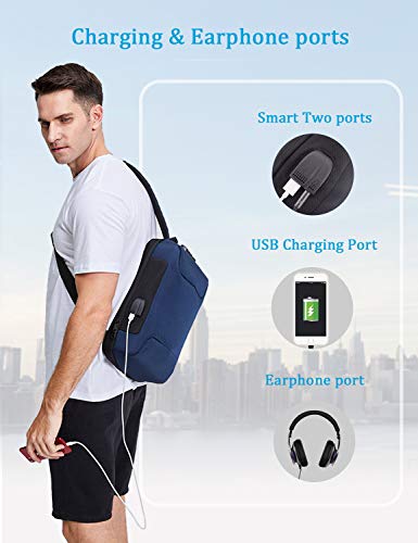 Schkleier Sling Bag USB Anti-theft Laptop Backpack, 13.3 Inch Casual Chest Shoulder Daypack for Men and Women