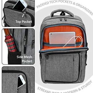 Rockland Slim Pro USB Laptop Backpack, Grey, Large