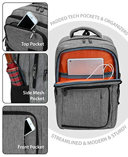 Rockland Slim Pro USB Laptop Backpack, Grey, Large