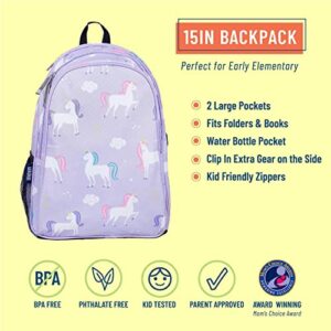 Wildkin 15 Inch Kids Backpack Bundle with Lunch Bag (Unicorn)