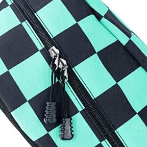 Roffatide Anime Demon Slayer Backpack Black Green Plaid School Bag Large Capacity Laptop Back Pack