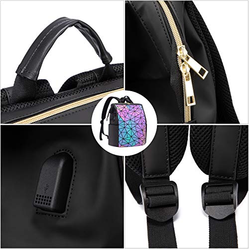 LOVEVOOK Geometric Luminous Laptop Backpack, 15.6-Inch Anti-Theft Laptop Bag Gift for Women Girls with USB Charging Port