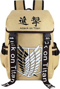 roffatide anime attack on titan backpack wings of freedom knapsack canvas backpack printed flap bookbag