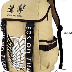 Roffatide Anime Attack On Titan Backpack Wings of Freedom Knapsack Canvas Backpack Printed Flap Bookbag