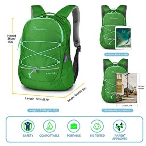 MOUNTAINTOP Kids Backpack for Boys Girls Preschool Water Resistant Lightweight Children Daypack 10L, Grass Green