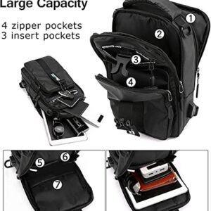 Peicees Sling Bag for Men Waterproof Sling Backpack Crossbody Chest Bag Purse with USB Charging Port for Travel Hiking