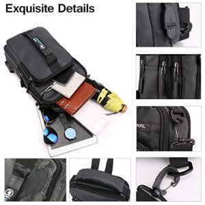 Peicees Sling Bag for Men Waterproof Sling Backpack Crossbody Chest Bag Purse with USB Charging Port for Travel Hiking