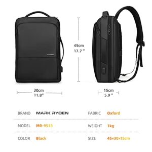 MARK RYDEN Business Laptop Backpack,3 in 1 Waterproof Shoulder Bag Handbag for Men and Women with USB Port for 15.6 Inch Laptop