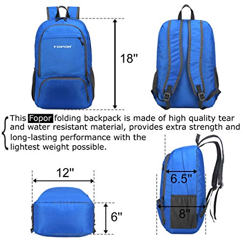 Packable Foldable Trekking Daypack Backpack - Water Resistant Knapsack with Pouch for Men Women- Waterproof Daypack Backpack for Outdoor Travel Hiking Camping Trekking Mountaineering - 30L Blue