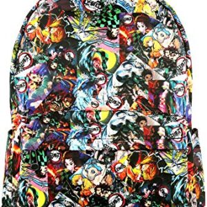 Roffatide Anime Demon Slayer Kimetsu no Yaiba Backpack All Over Printed Schoolbag Laptop Backpack Cosplay Daypacks Black