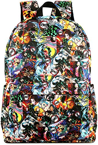 Roffatide Anime Demon Slayer Kimetsu no Yaiba Backpack All Over Printed Schoolbag Laptop Backpack Cosplay Daypacks Black