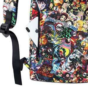 Roffatide Anime Demon Slayer Kimetsu no Yaiba Backpack All Over Printed Schoolbag Laptop Backpack Cosplay Daypacks Black