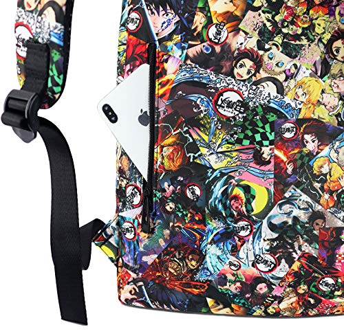 Roffatide Anime Demon Slayer Kimetsu no Yaiba Backpack All Over Printed Schoolbag Laptop Backpack Cosplay Daypacks Black