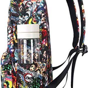 Roffatide Anime Demon Slayer Kimetsu no Yaiba Backpack All Over Printed Schoolbag Laptop Backpack Cosplay Daypacks Black