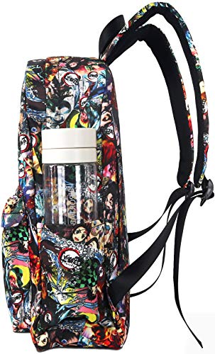 Roffatide Anime Demon Slayer Kimetsu no Yaiba Backpack All Over Printed Schoolbag Laptop Backpack Cosplay Daypacks Black