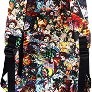 Roffatide Anime Demon Slayer Kimetsu no Yaiba Backpack All Over Printed Schoolbag Laptop Backpack Cosplay Daypacks Black