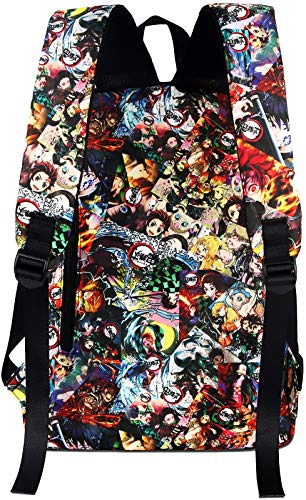 Roffatide Anime Demon Slayer Kimetsu no Yaiba Backpack All Over Printed Schoolbag Laptop Backpack Cosplay Daypacks Black