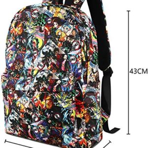 Roffatide Anime Demon Slayer Kimetsu no Yaiba Backpack All Over Printed Schoolbag Laptop Backpack Cosplay Daypacks Black