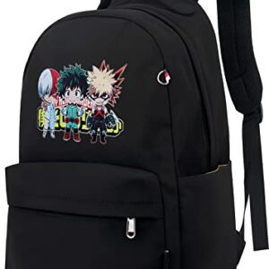 Roffatide Anime My Hero Academia Backpack Nylon Black Book Bag Printed School Bag Back Pack Daypack