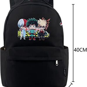 Roffatide Anime My Hero Academia Backpack Nylon Black Book Bag Printed School Bag Back Pack Daypack