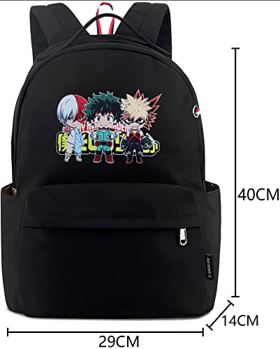 Roffatide Anime My Hero Academia Backpack Nylon Black Book Bag Printed School Bag Back Pack Daypack