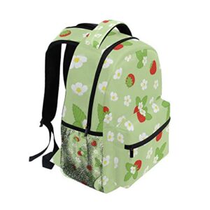 Bookbags Laptop Backpack for High School Adult Women Strawberry Green Travel College Teens Student Casual Shoulder Daypack