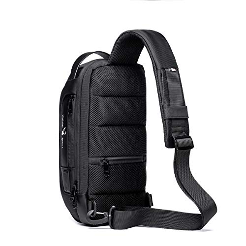 WEIXIER Anti Theft Sling Bag Shoulder Crossbody Backpack Waterproof Chest Bag with USB, Black