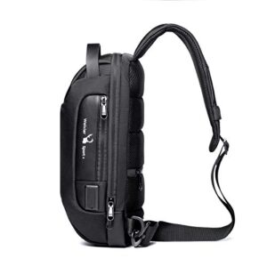 WEIXIER Anti Theft Sling Bag Shoulder Crossbody Backpack Waterproof Chest Bag with USB, Black