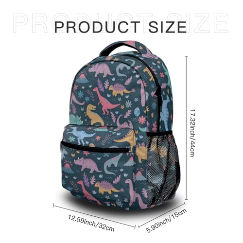 Giwawa Colorful Dinosaur Bookbag Cute Flowers Plants Schoolbag Laptop Fashion Roomy Backpack Travel Hiking Daypack for Teens Kids One Size