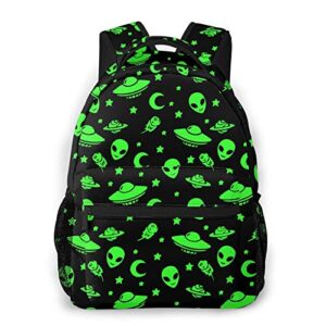 niyoung men women green alien moon spaceships planet black backpack multipurpose backpacks stylish laptop backpack for college, school, business, work, dayparks