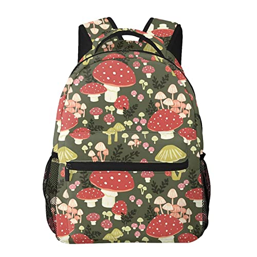 Teery-YY Backpack Mushrooms Pattern Casual Daypacks Bag for Mens Womans Girls Boys Teens, School Laptop Hiking Travel Daypack College Bookbag