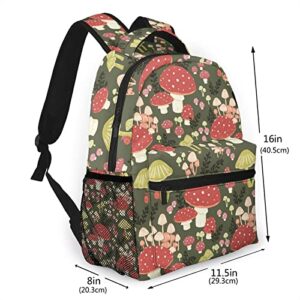 Teery-YY Backpack Mushrooms Pattern Casual Daypacks Bag for Mens Womans Girls Boys Teens, School Laptop Hiking Travel Daypack College Bookbag